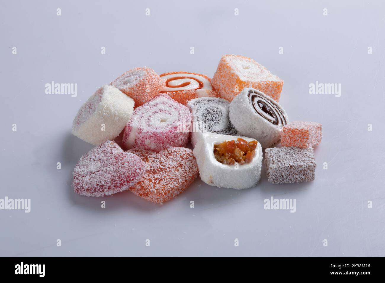 Traditional turkish coffee and turkish delight on white background ...