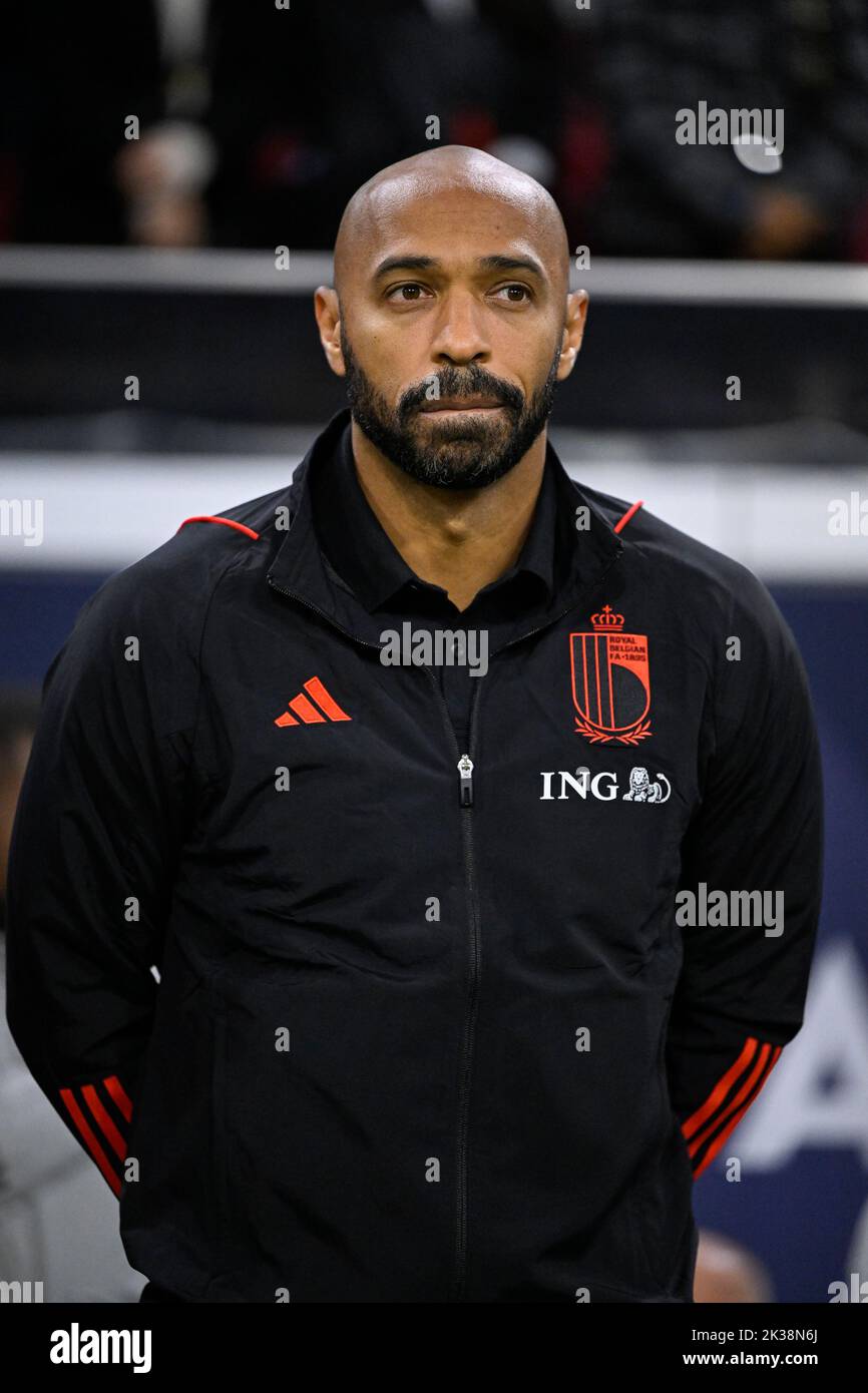 Belgium's assistant coach Thierry Henry pictured during a soccer game ...