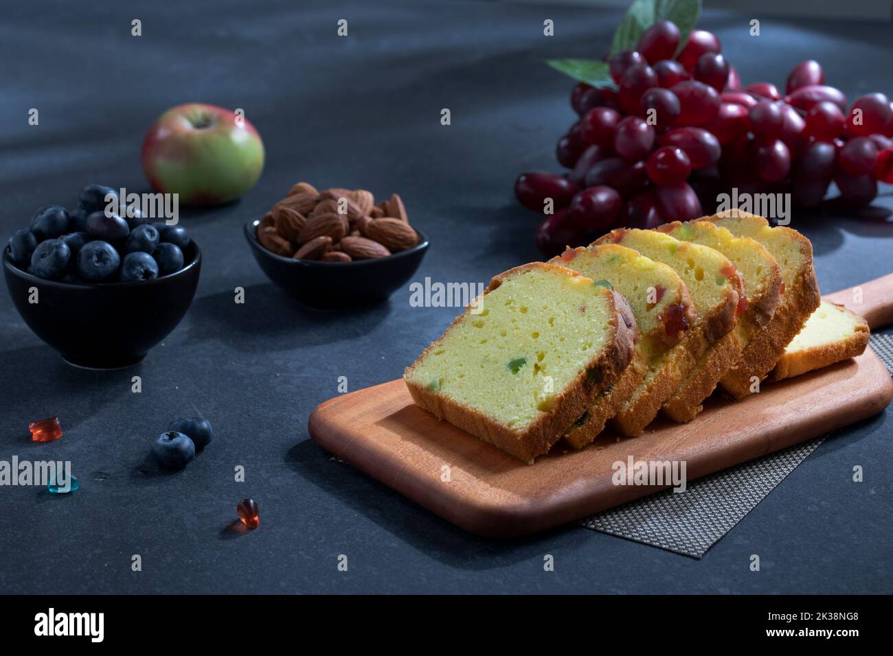 Cake, pastry, birthday cake, isolated on texture background with props ...