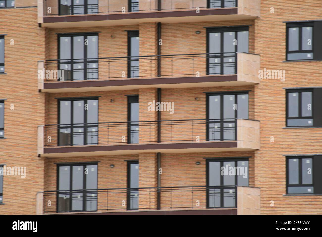 A beautiful view of a modern apartment building with balconies Stock ...