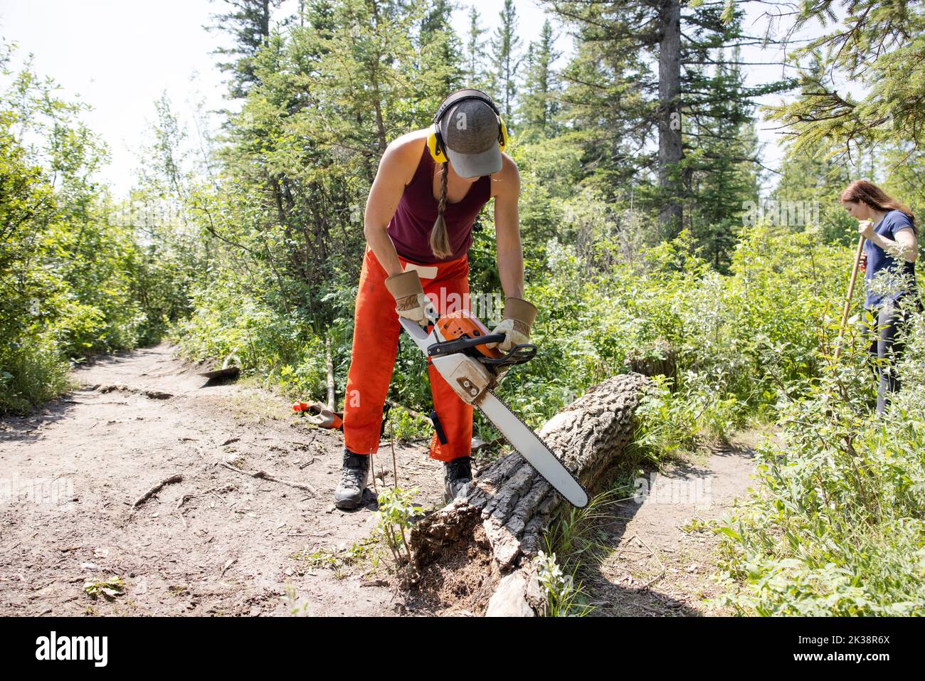 Man chainsaw log hi-res stock photography and images - Alamy