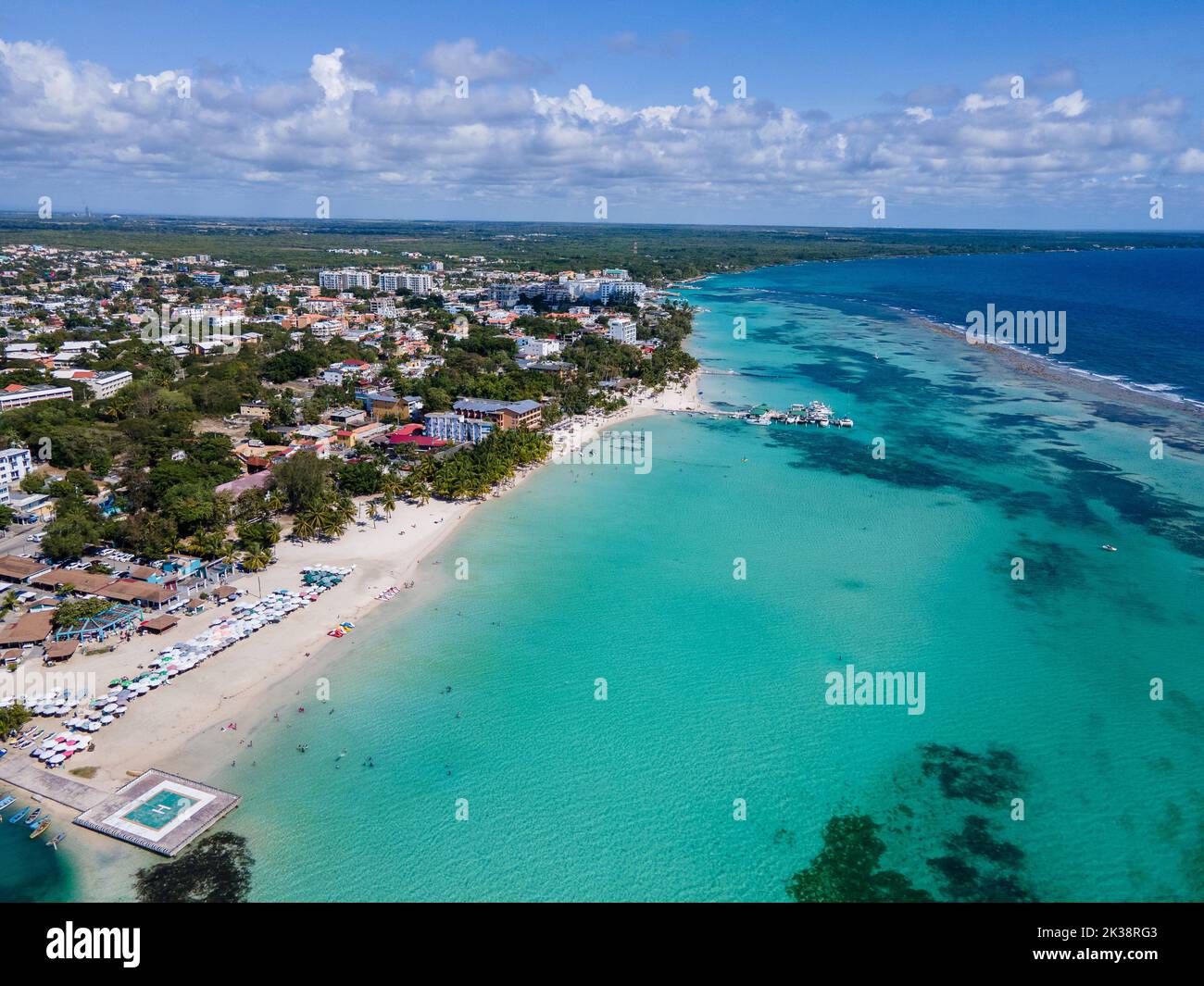 Beautiful aerial view of Dominican Republic Boca Chica Beach in the ...