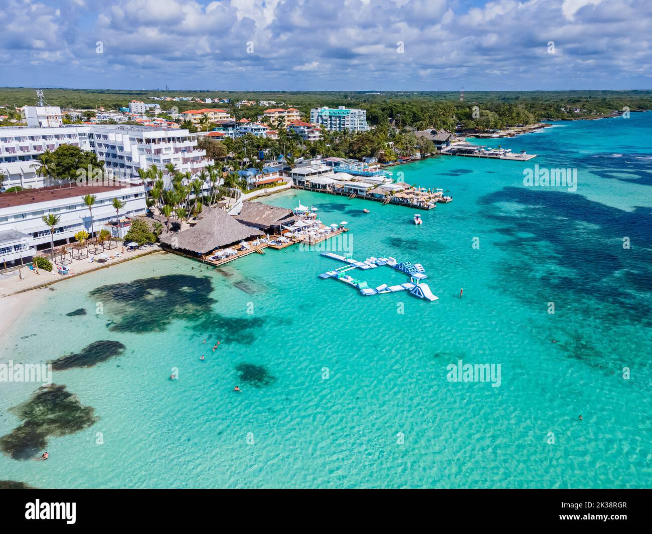 Beautiful aerial view of Dominican Republic Boca Chica Beach in the ...