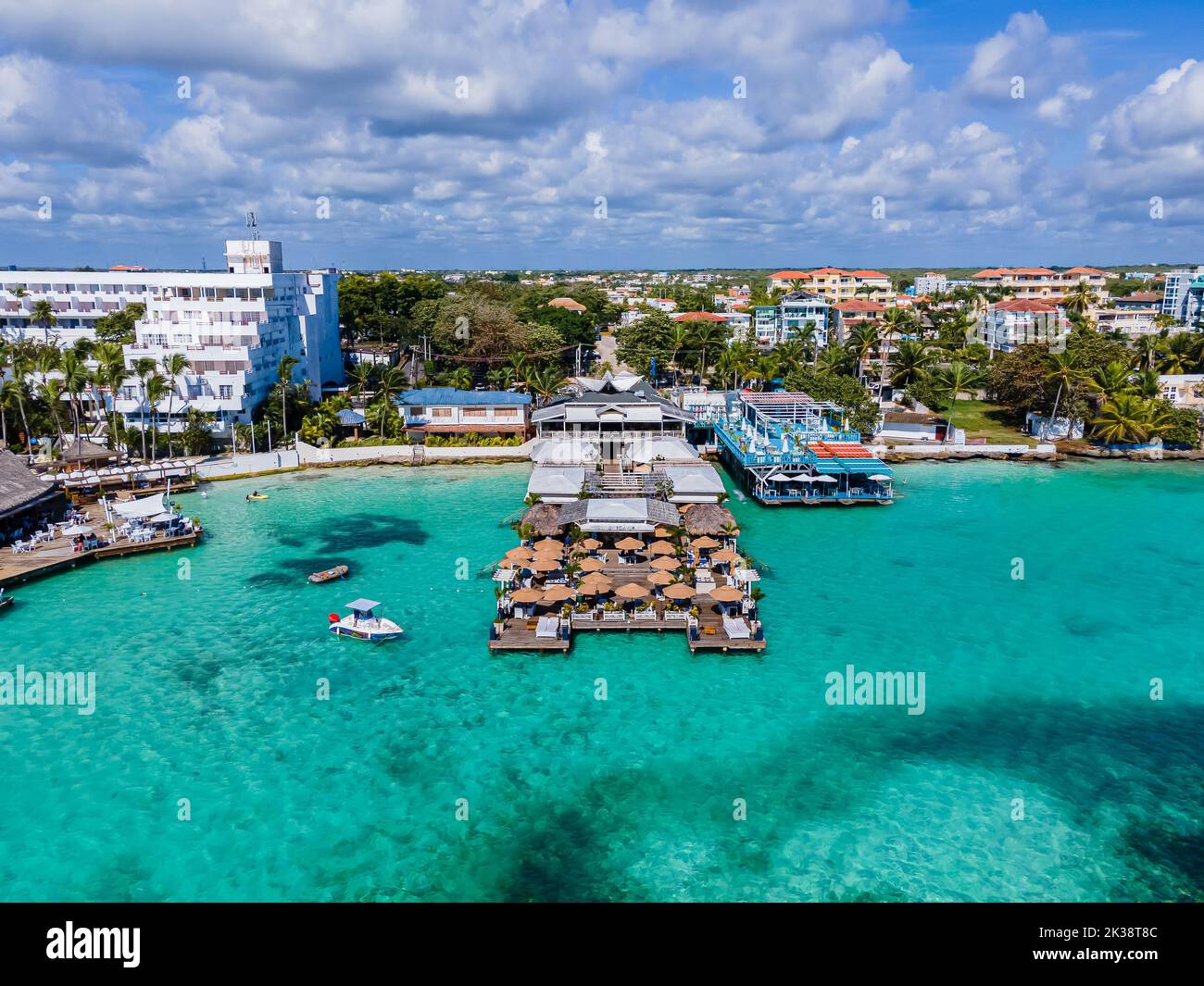 Beautiful aerial view of Dominican Republic Boca Chica Beach in the ...