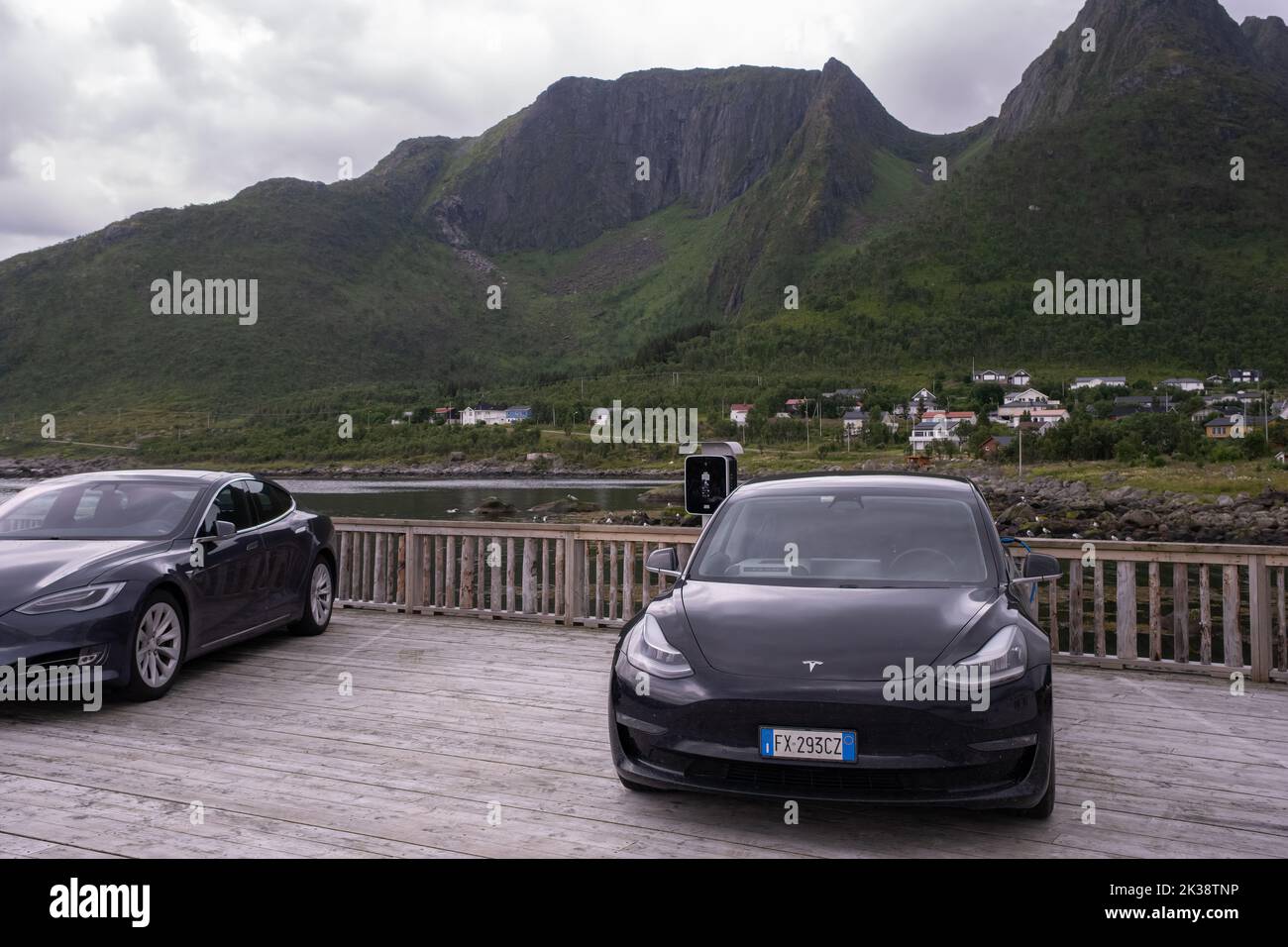 Mefjordvaer, Norway - July 21, 2022: A static shot of a solid black ...