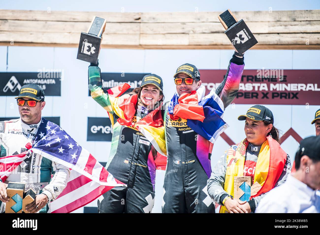 Race winners, Team X44 on the podium during the Extreme E Copper X-Prix ...