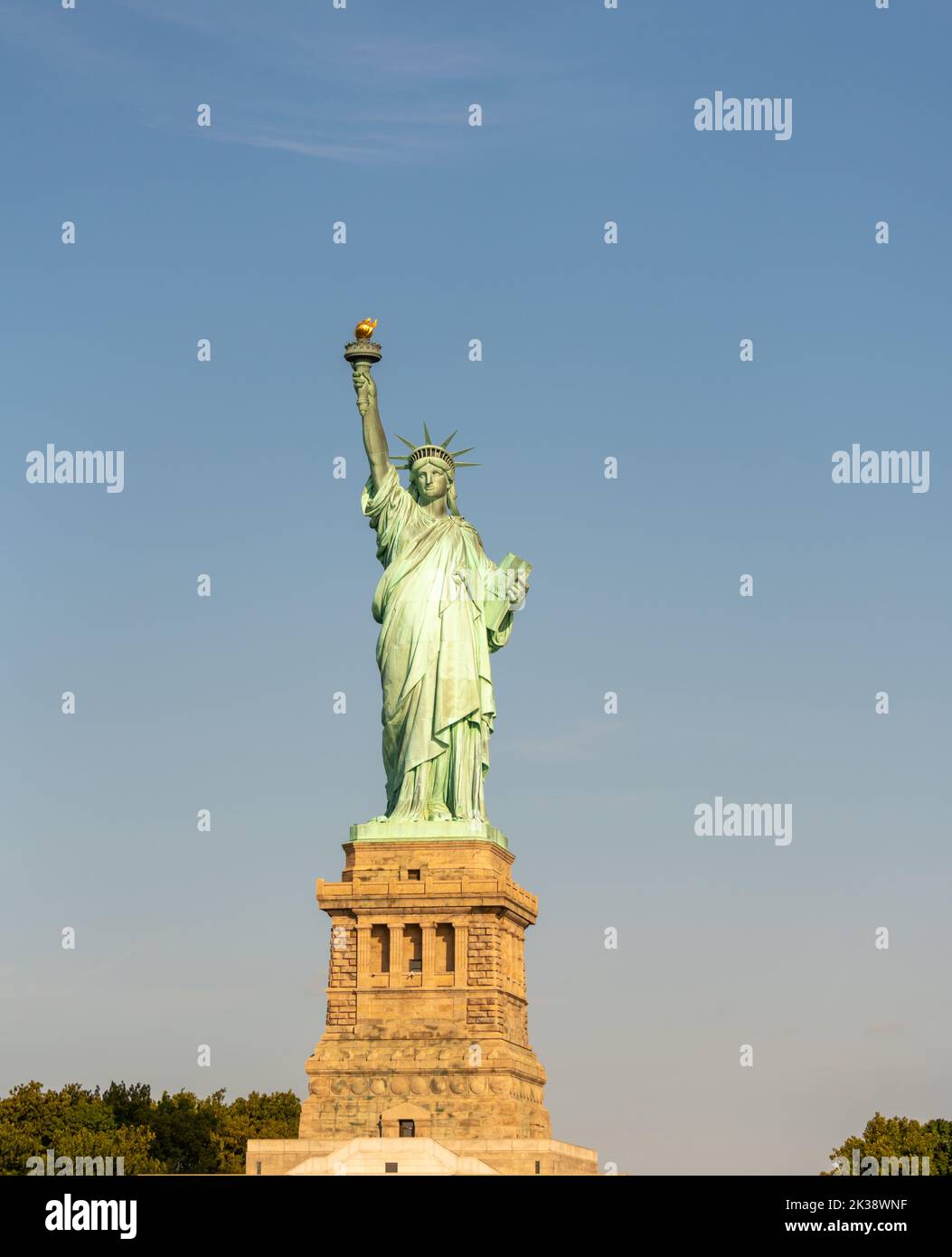 Side view of the Statue of Liberty with space for an inscription Stock ...