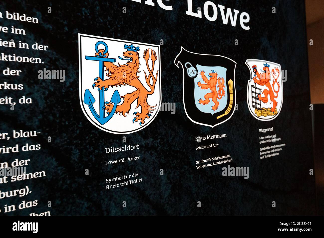 22 July 2022, Dusseldorf, Germany: Lion in various German Coat of Arms ...