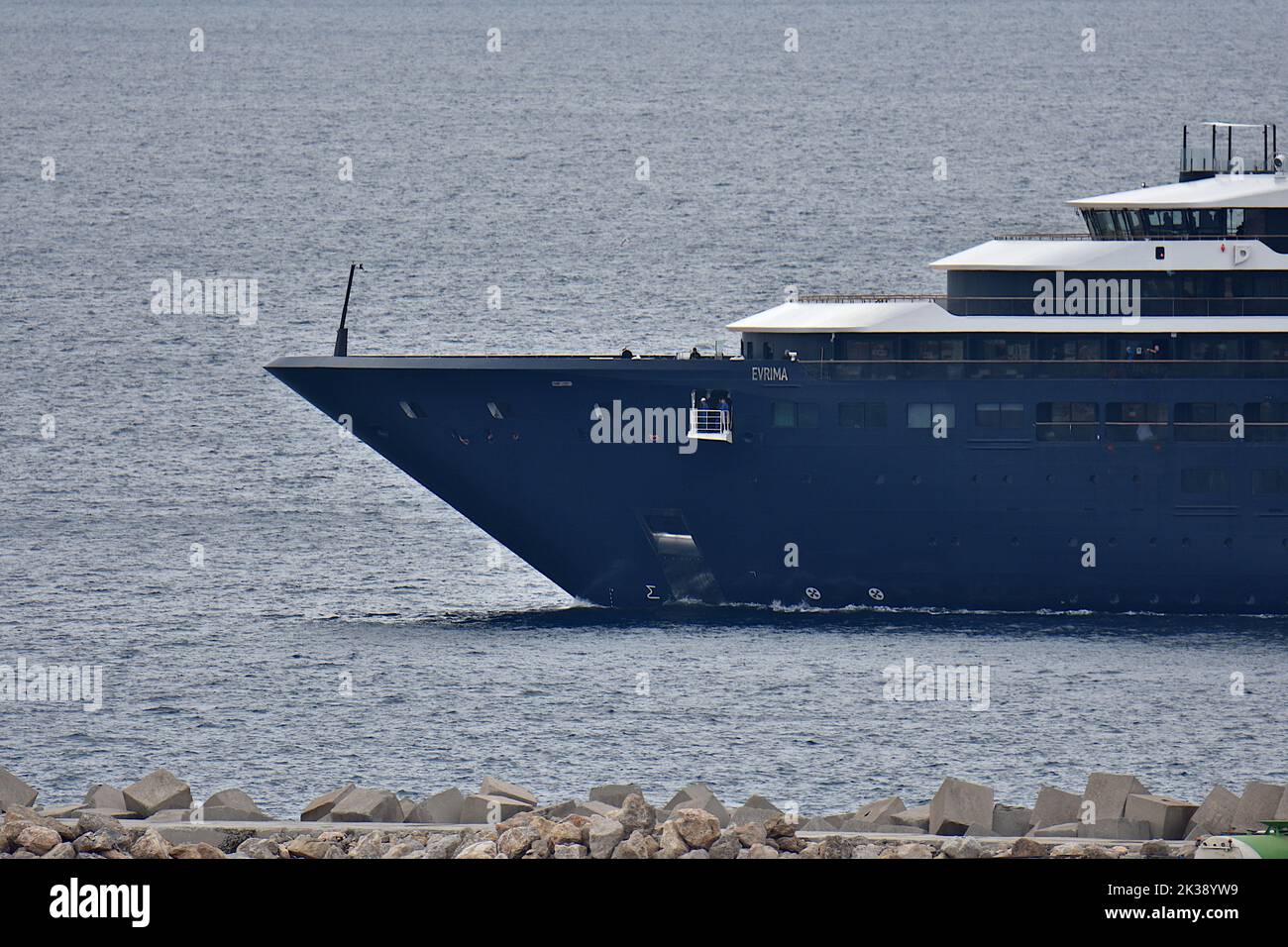 The liner Evrima cruise ship arrives at the French Mediterranean port ...