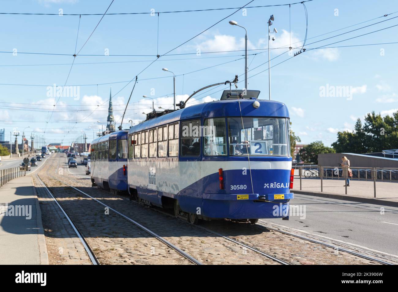 Tatra T3A Tram in Riga on Stone Bridge Stock Photo - Alamy