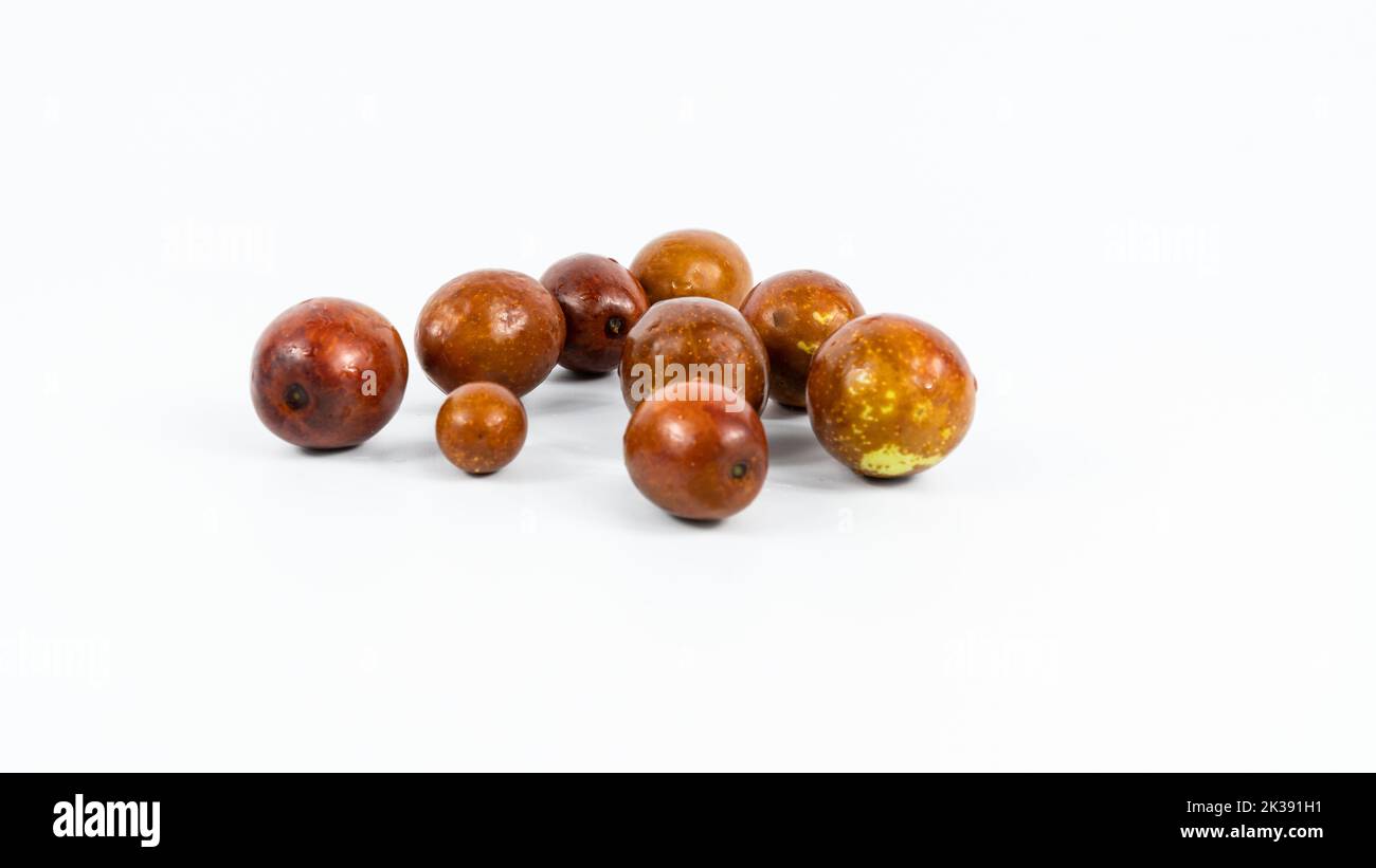 Jujube fruit. Group of raw organic jujube fruits isolated on white ...
