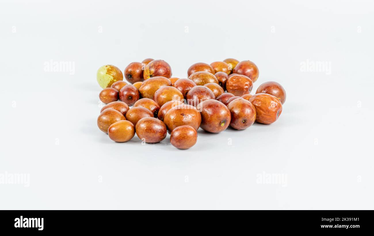 Jujube fruit. Group of raw organic jujube fruits isolated on white ...