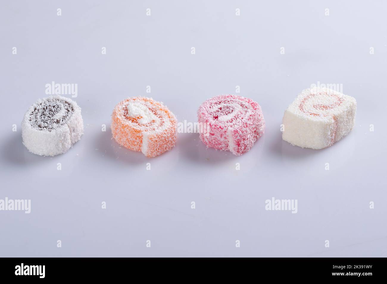 Traditional turkish coffee and turkish delight on white background ...