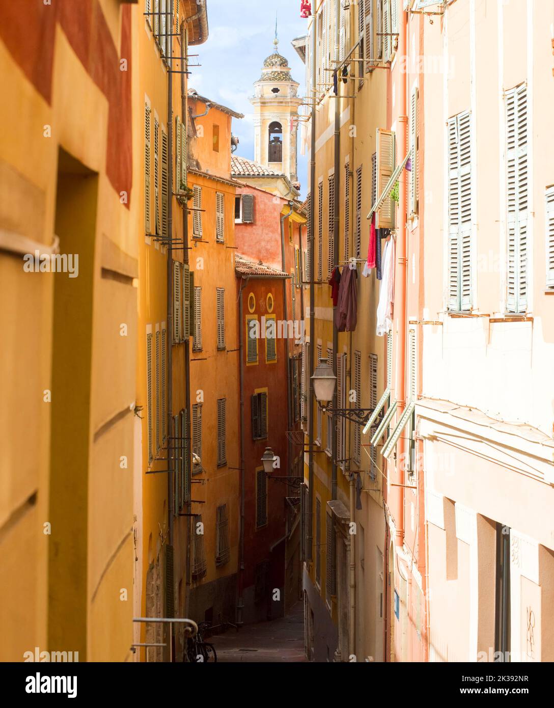 Nice, France - 09 23 2022 : Colorful narrow street in Nice city on the ...