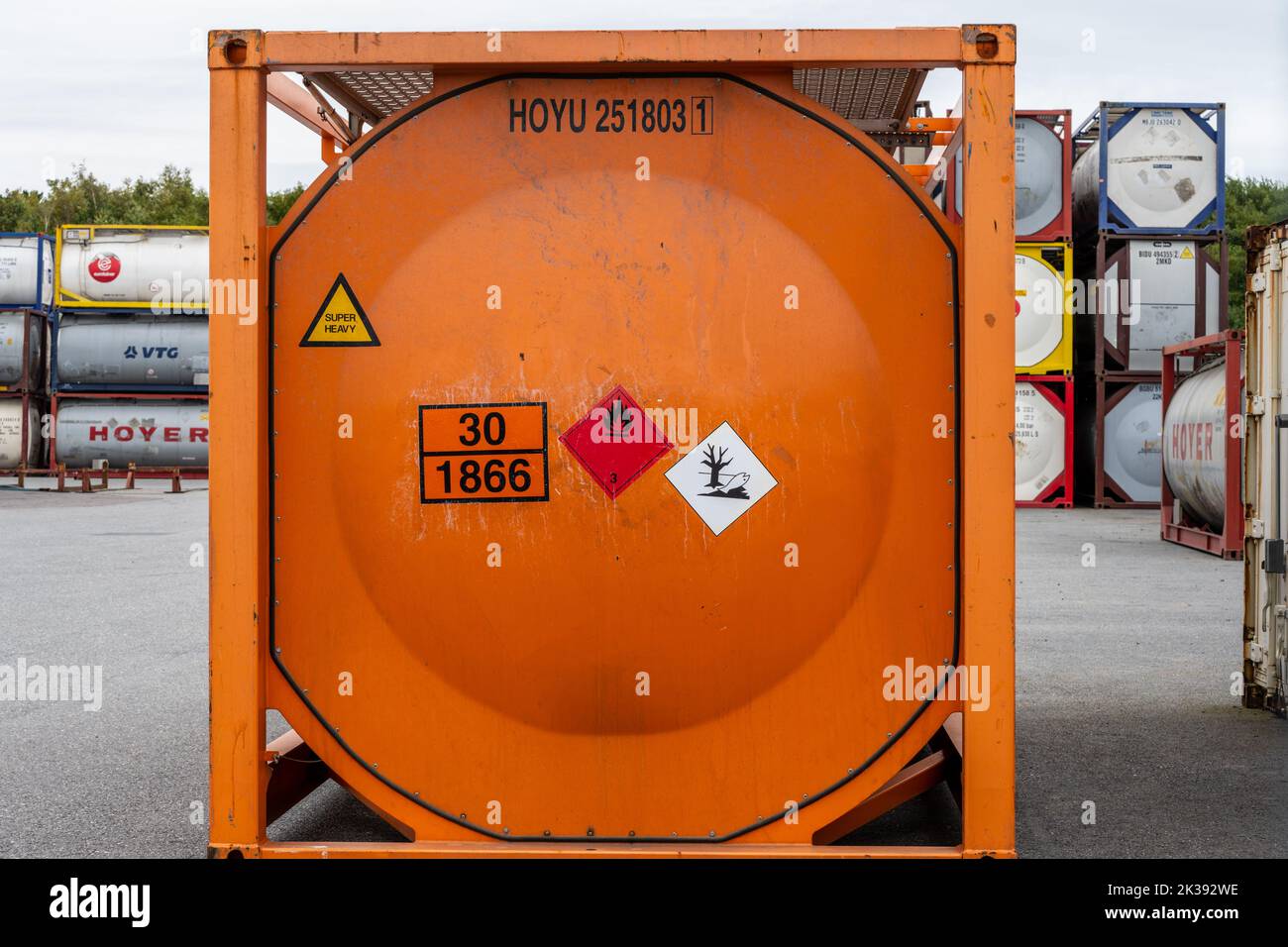 Gothenburg, Sweden - July 24 2022: Orange universal tank container ...