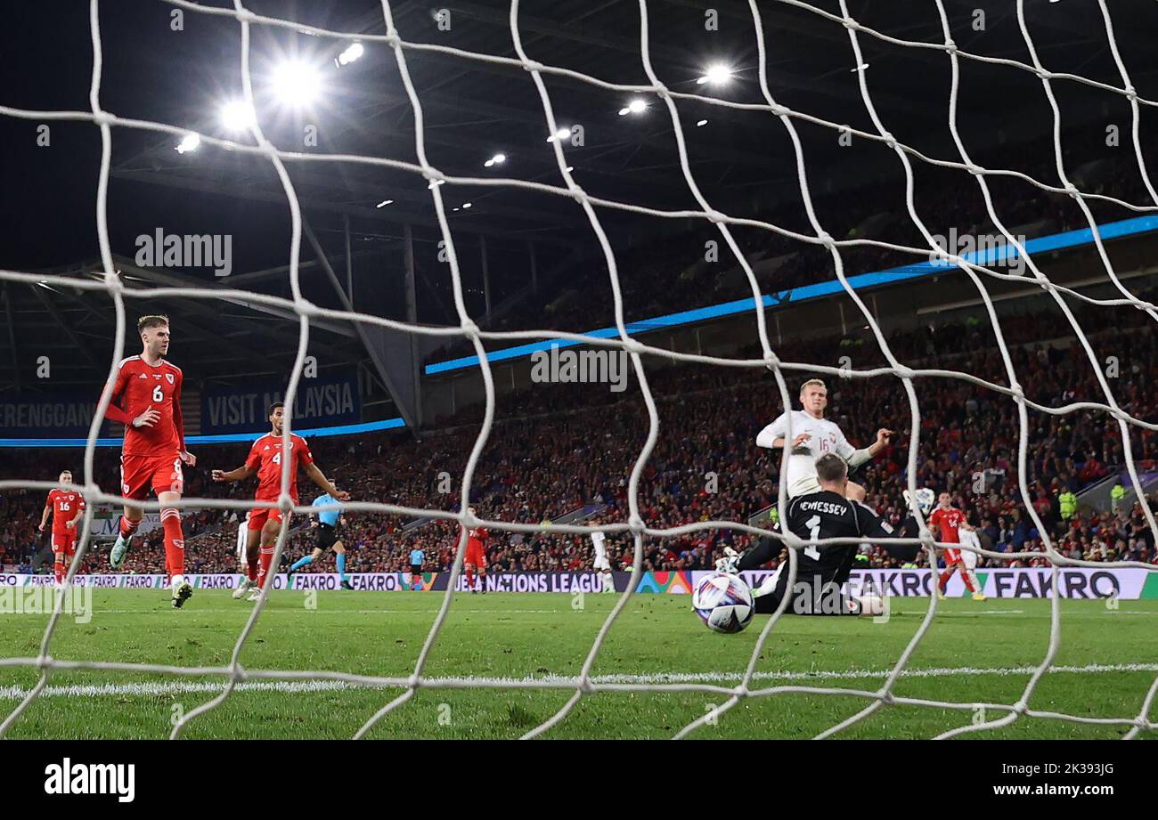 Cardiff, UK. 25th Sep, 2022. Jakub Swiderski of Poland scores the first ...