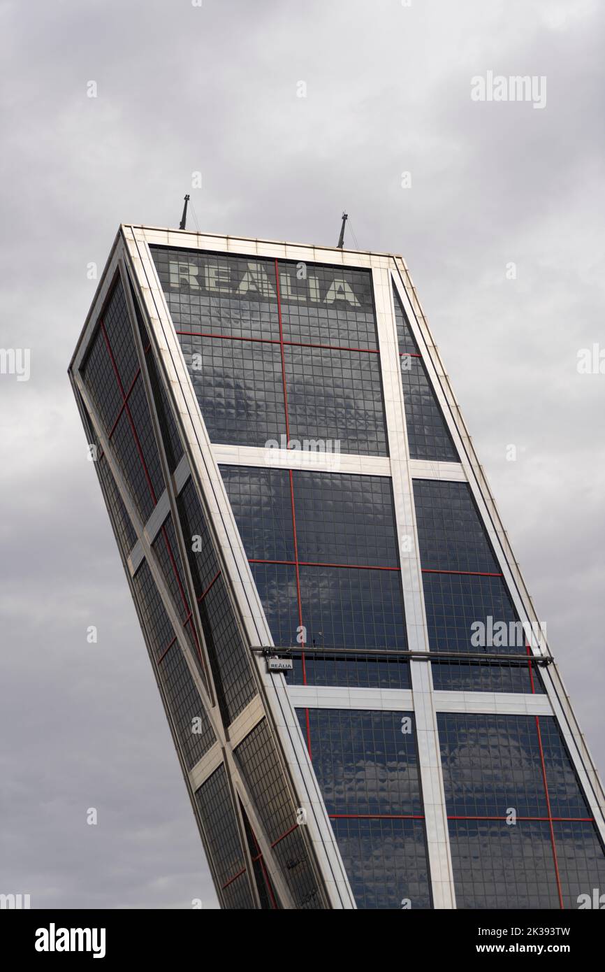 Madrid, Spain, September 2022. the realia tower, the gateway to europe ...