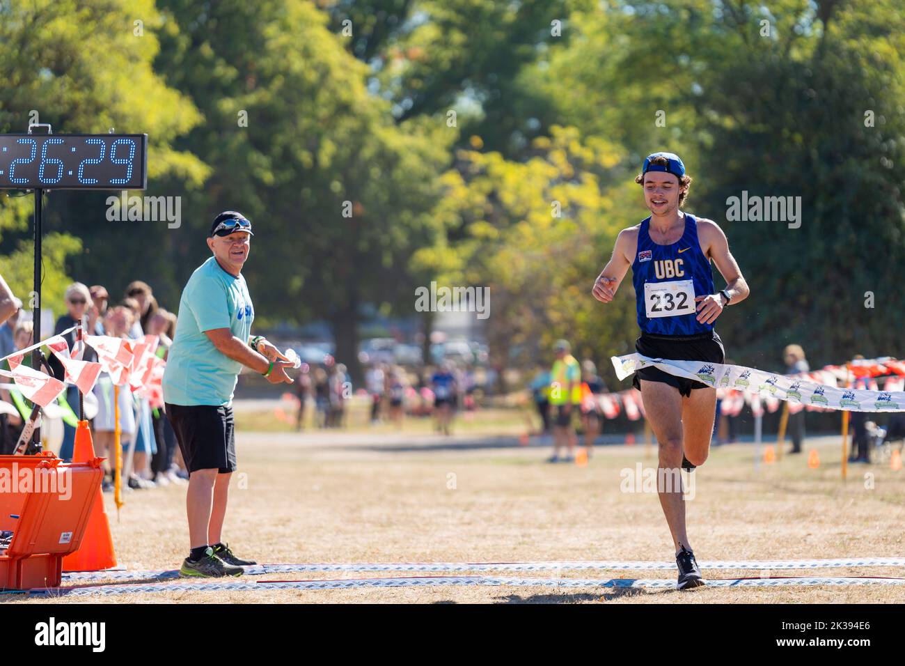 Vancouver, Canada. 25th Sep, 2022. Tyler Dozzi of UBC Thunderbirds wins ...