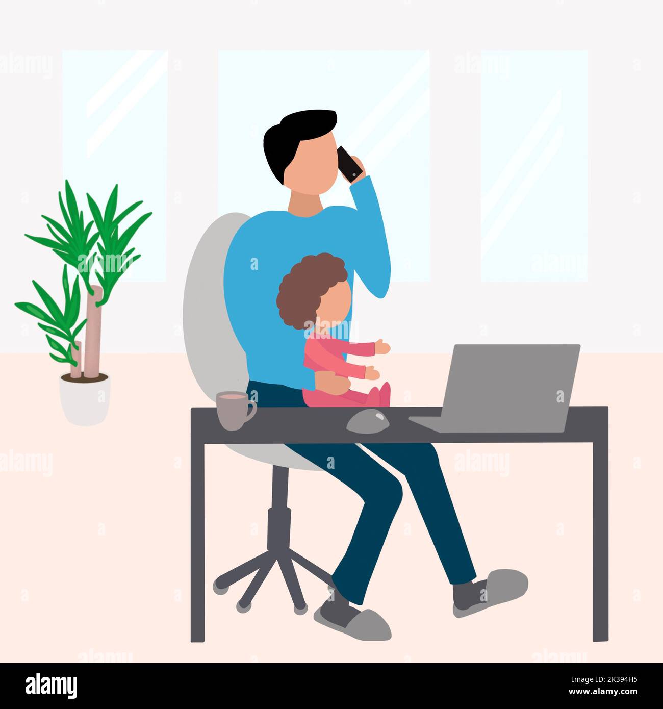 Working parents with their kids, parenting, work life balance Stock ...