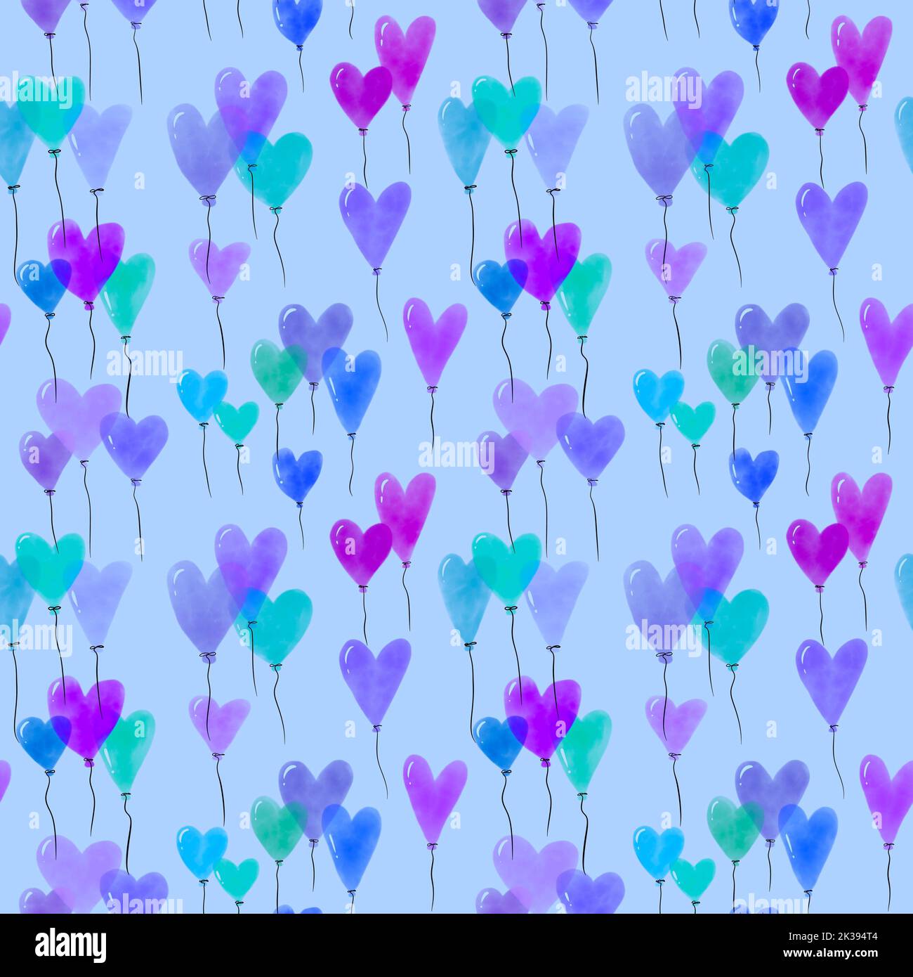 Valentines hearts seamless love balloons pattern for wrapping paper and ...