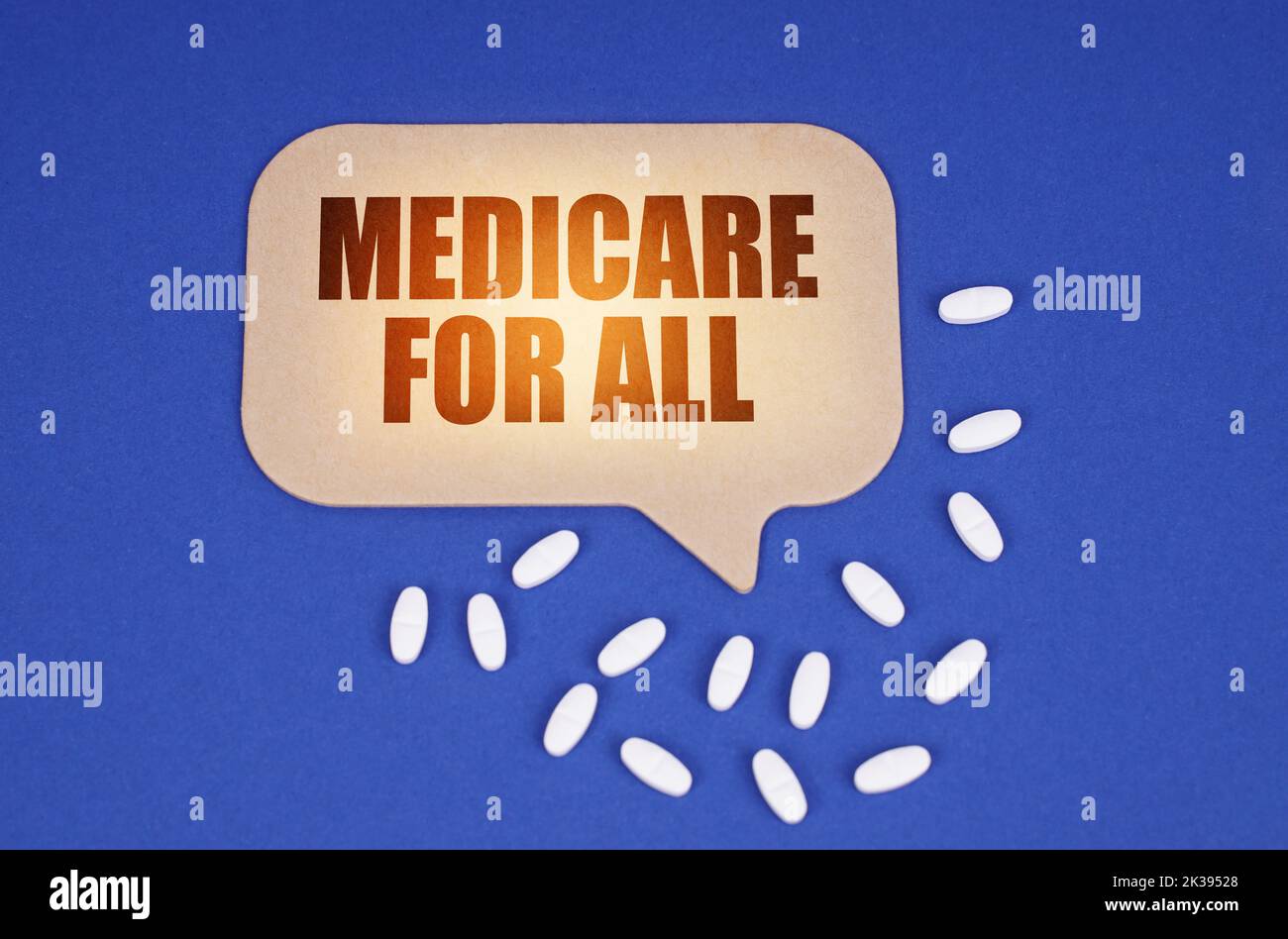 Medical concept. On the blue surface of the tablet and a cardboard ...