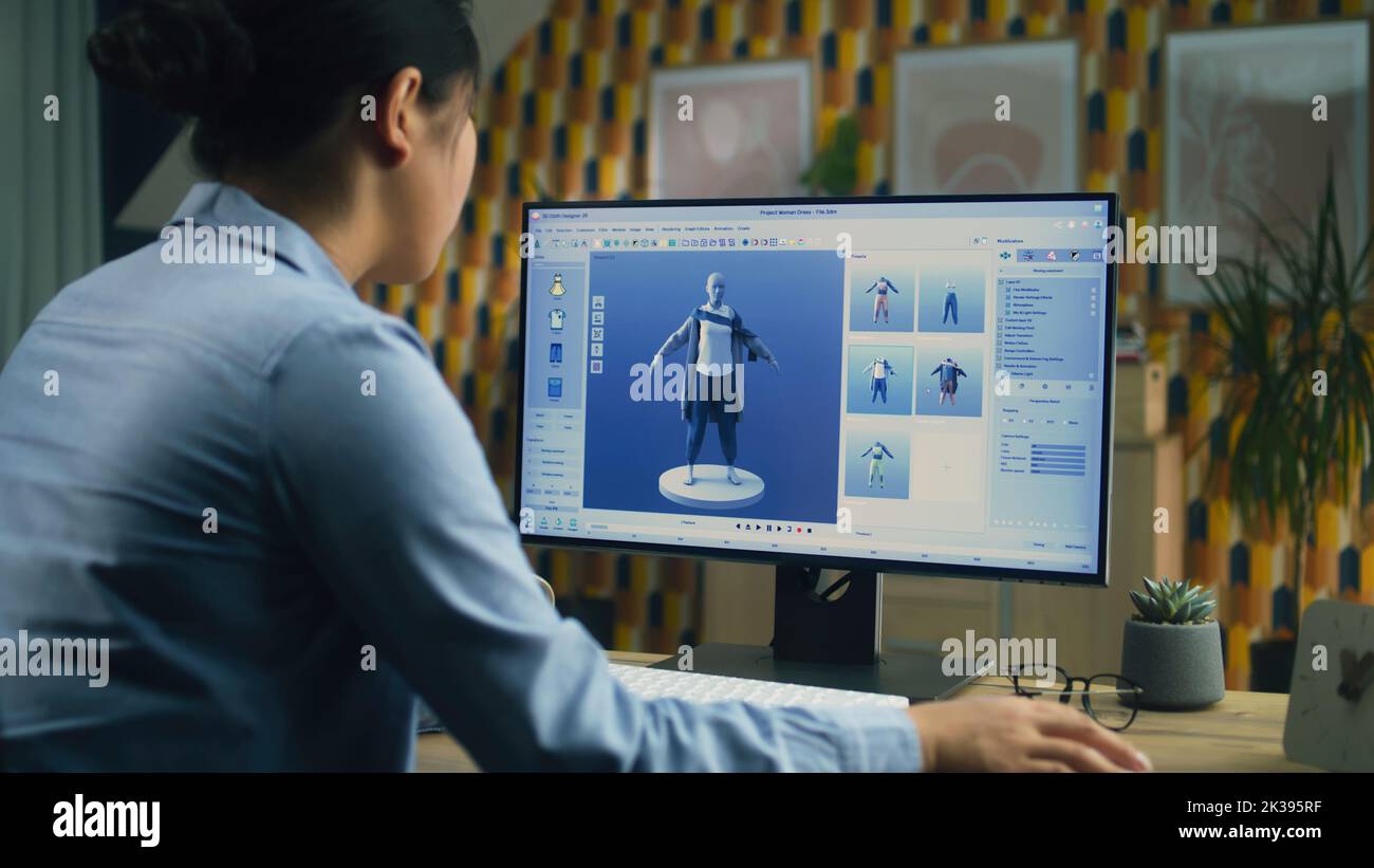 Female 3D designer having remote work on 3D modeling and creating 3D ... Female 3D designer having remote work on 3D modeling and creating 3D ...