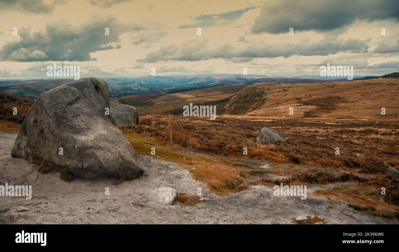 Higger Tor is a dominant landmark of the Dark Peak, in the north of the ...