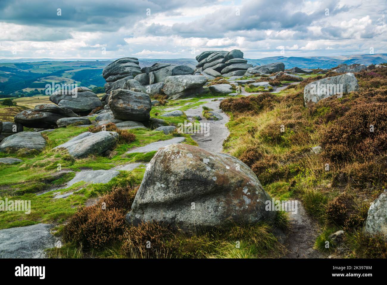 Higger Tor is a dominant landmark of the Dark Peak, in the north of the ...