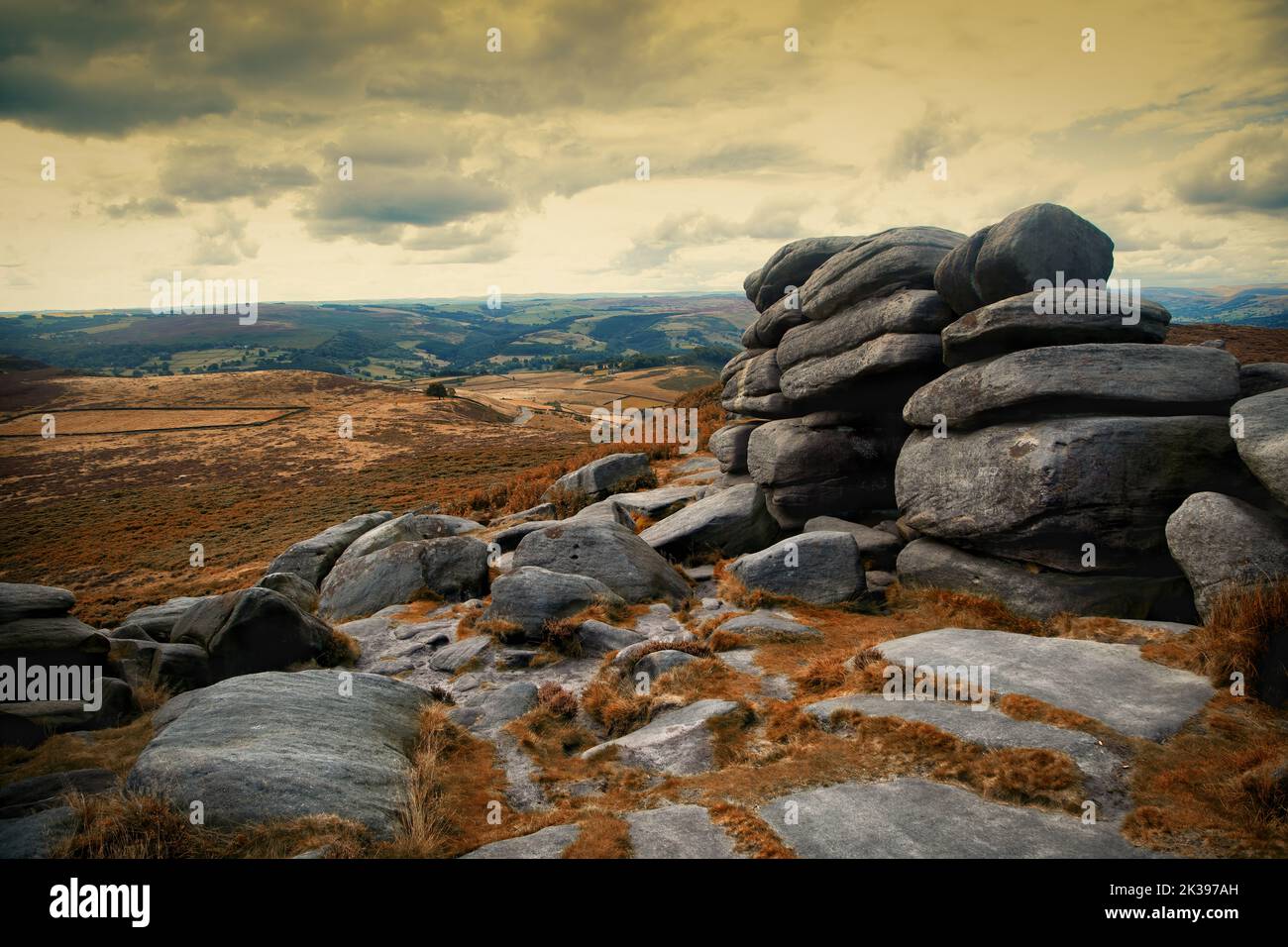 Higger Tor is a dominant landmark of the Dark Peak, in the north of the ...