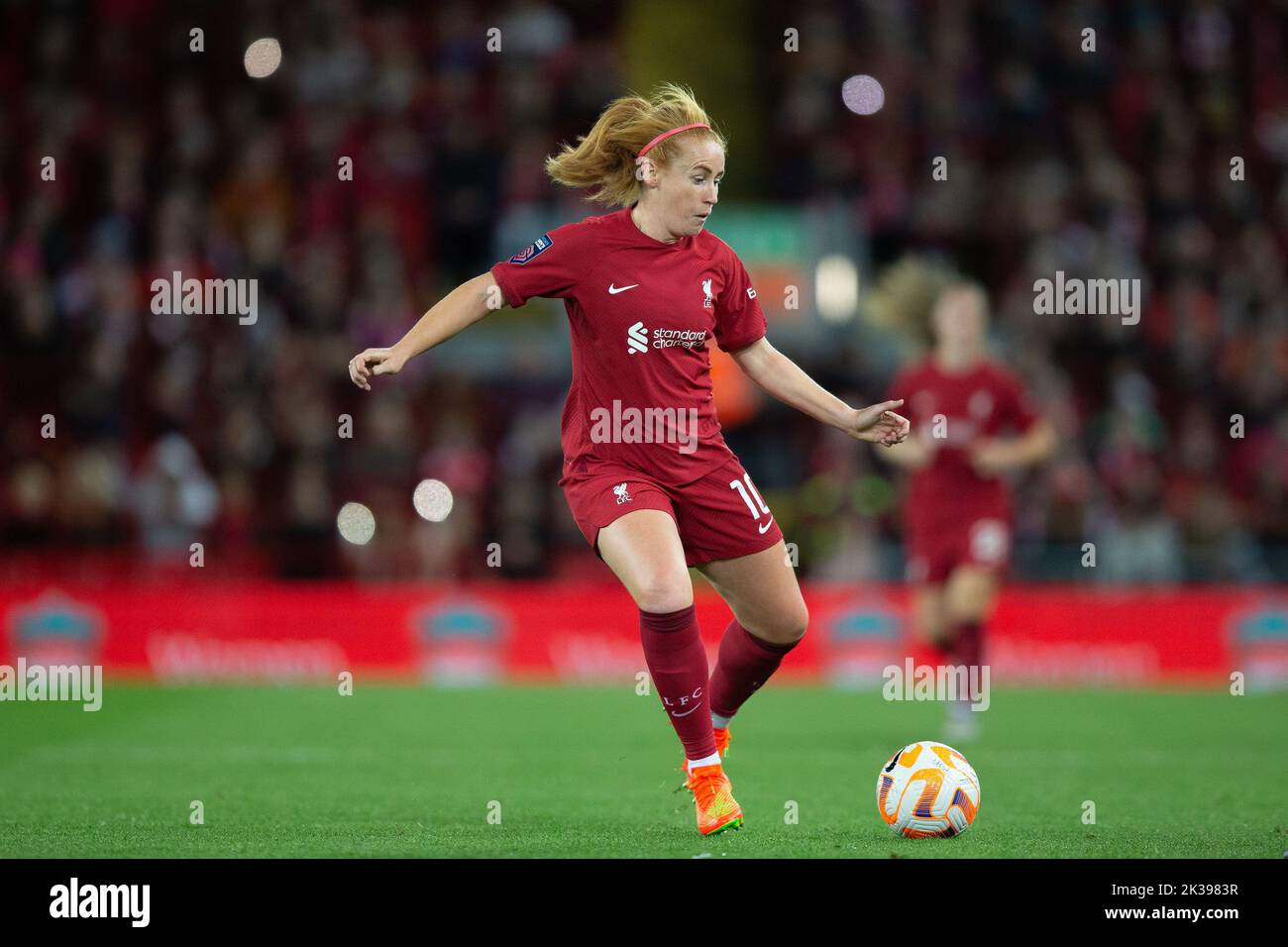 Rachel Furness #10 of Liverpool Women makes a pass during the The Fa ...