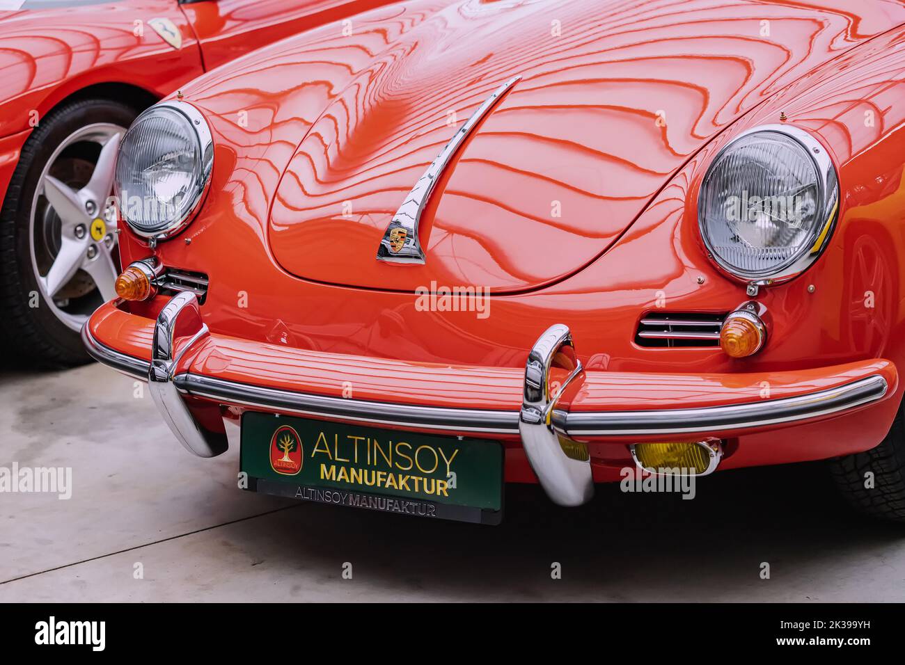 21 July 2022, Dusseldorf, Germany: Retro oldtimer porsche model car at ...