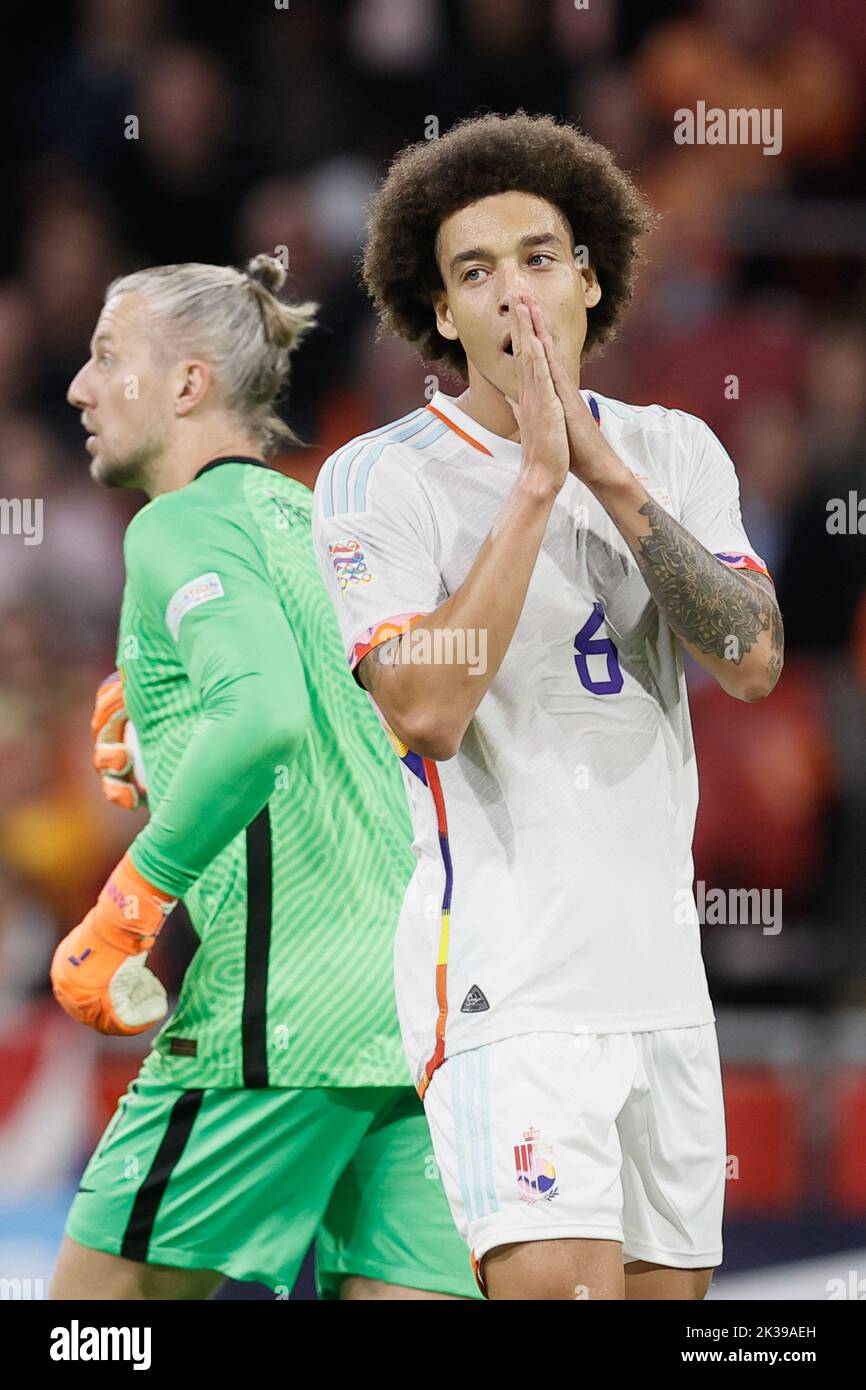 Belgium's Axel Witsel reacts during a soccer game between the ...
