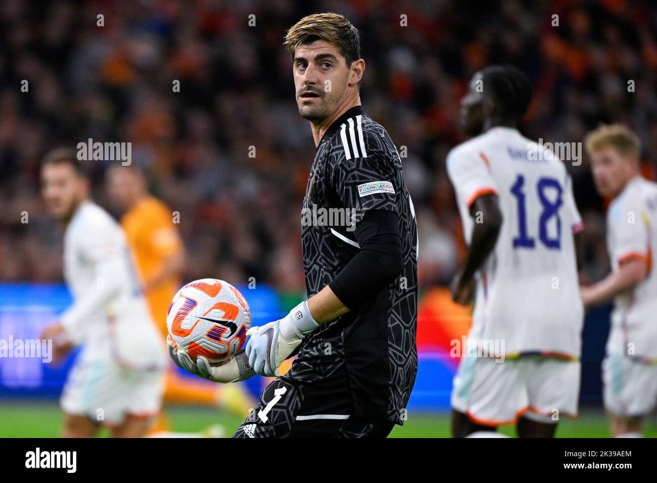 Belgium's goalkeeper Thibaut Courtois pictured during a soccer game ...