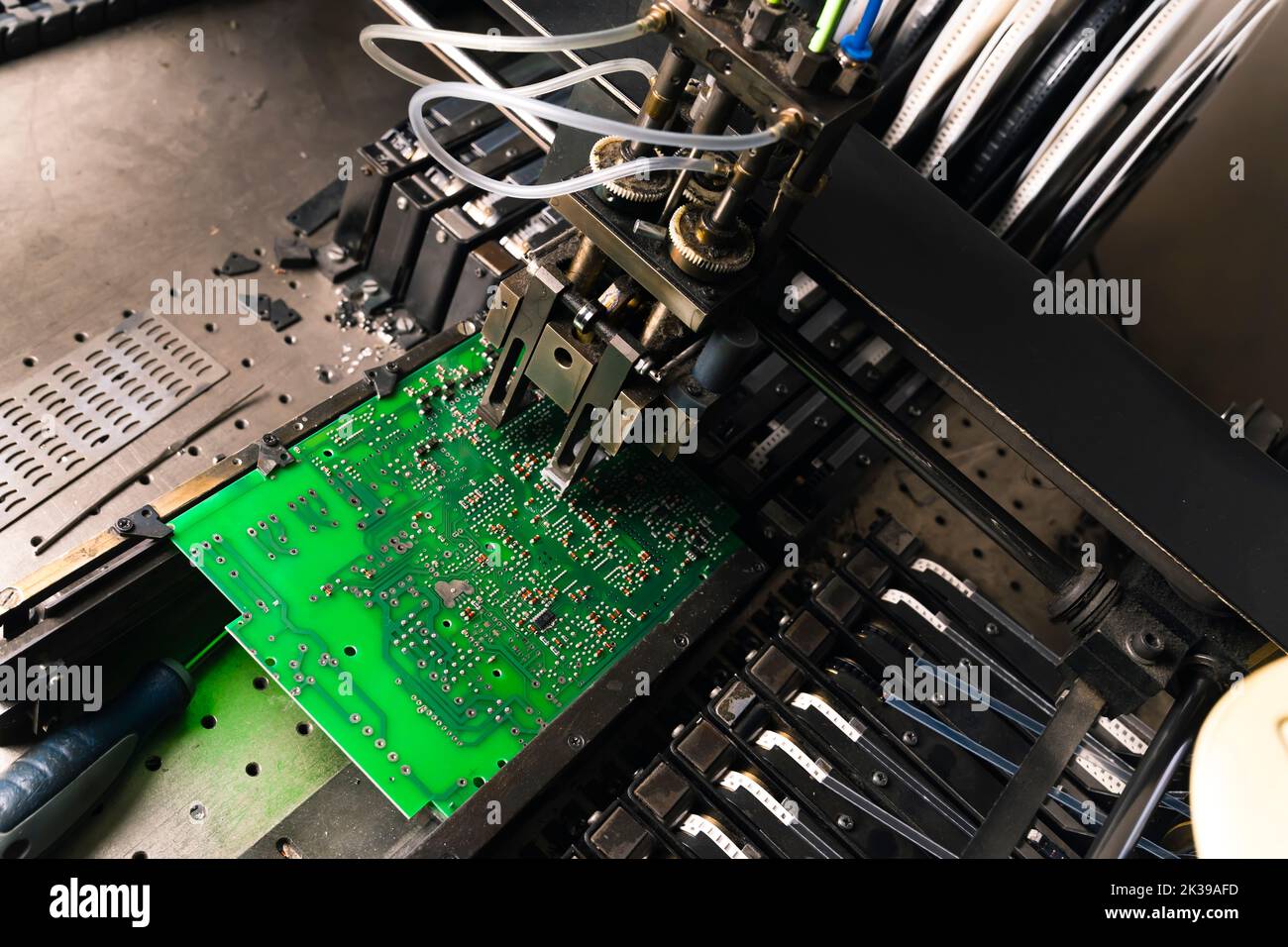 Surface-mount technology seen from closeup perspective. Specialistic ...