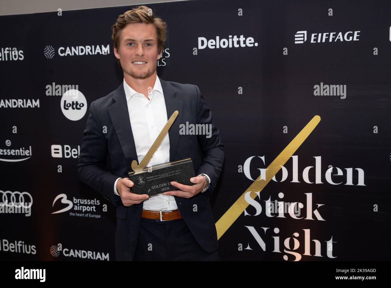 Belgium's Tom Boon winner of the golden stick trophee poses for the ...