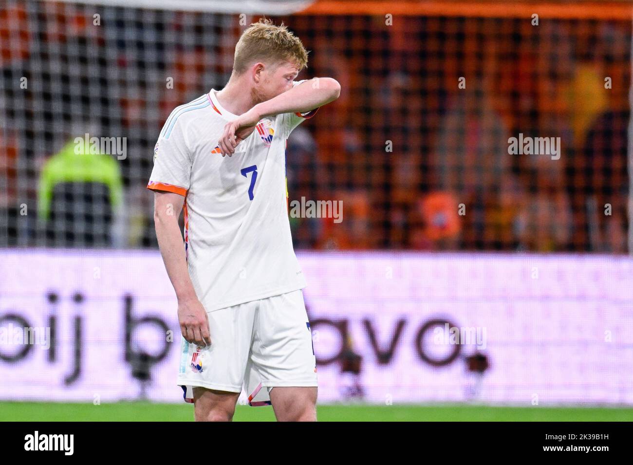 Belgium's Kevin De Bruyne looks dejected during a soccer game between ...