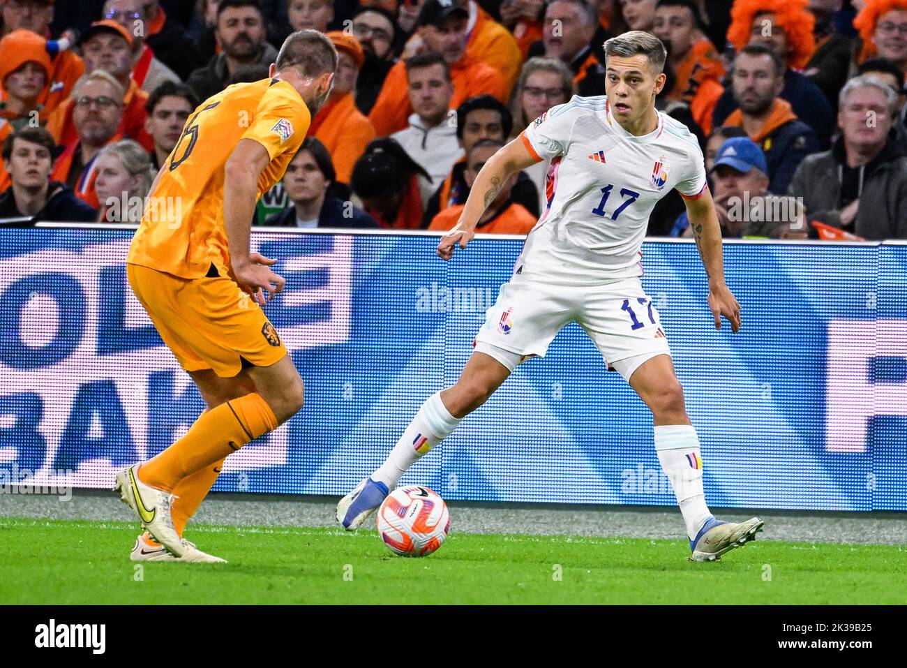 Belgium's Leandro Trossard pictured in action during a soccer game between the Netherlands and ...