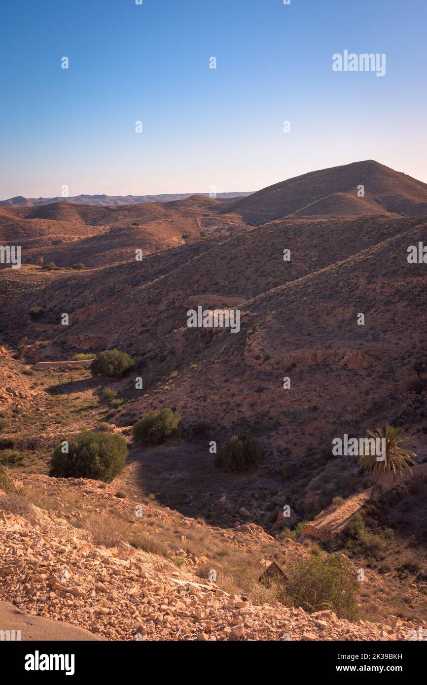 A natural view of a vast mountain landscape under a bright sky Stock ...