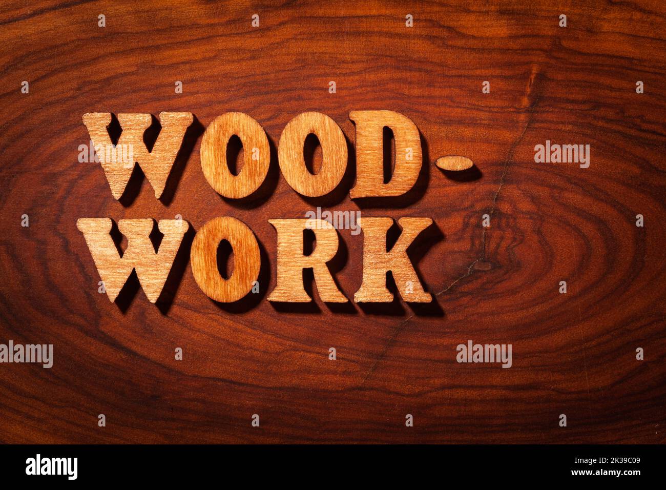 'Woodwork' word - Inscription by wooden letters close up Stock Photo ...