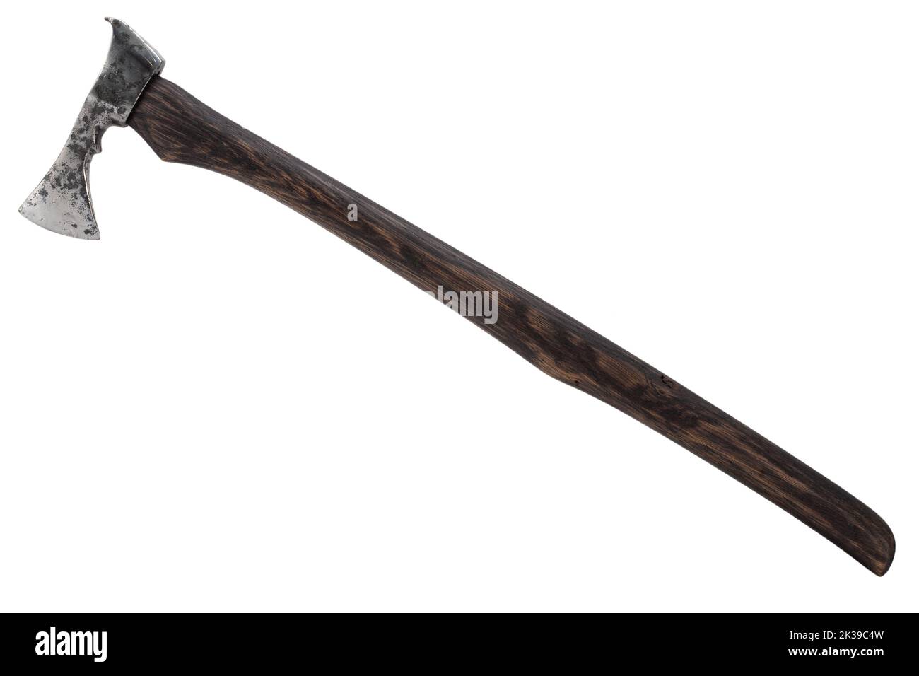 antique battle axe with wooden handle on white background Stock Photo ...
