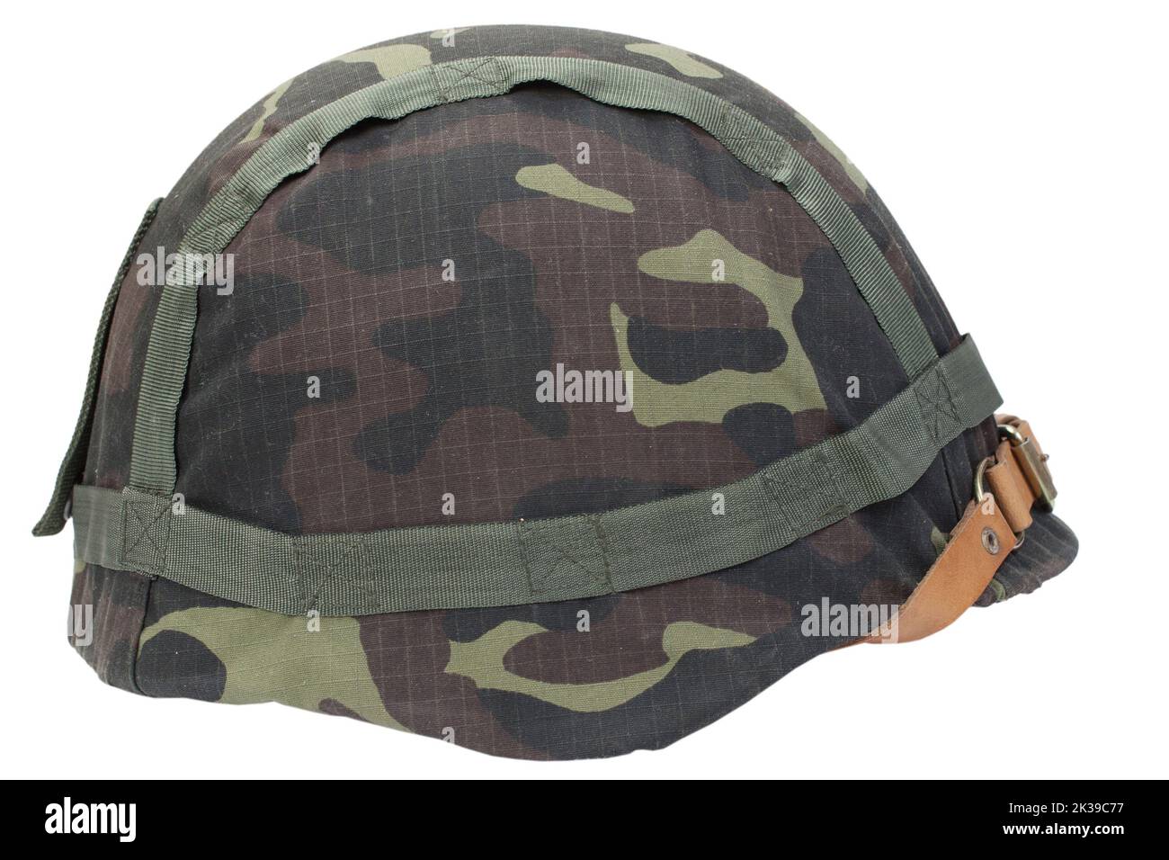 soviet army steel helmet with camouflage cover isolated on a white ...