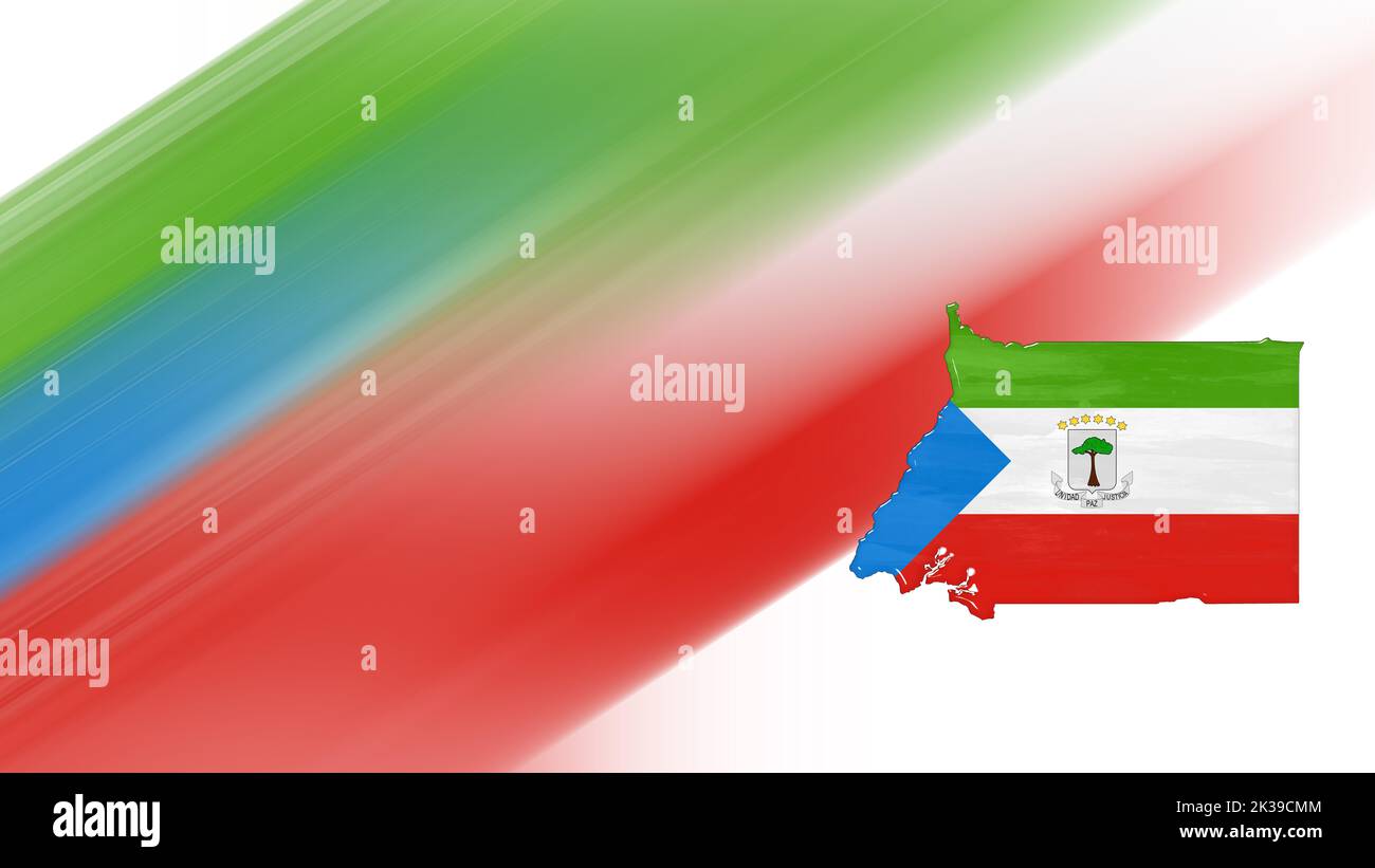 Map of Equatorial Guinea, flag map, National colors background Stock ...