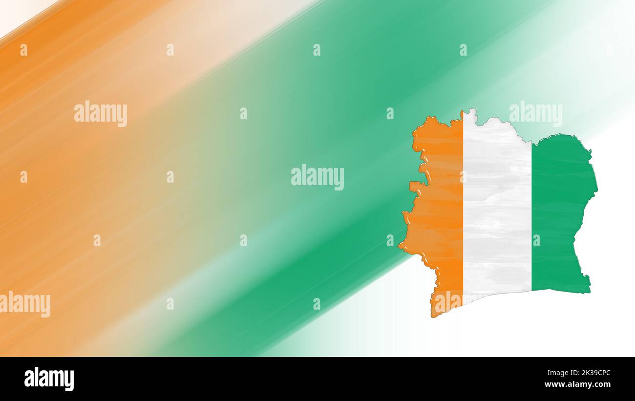 Map of Ivory Coast, flag map, National colors background Stock Photo ...