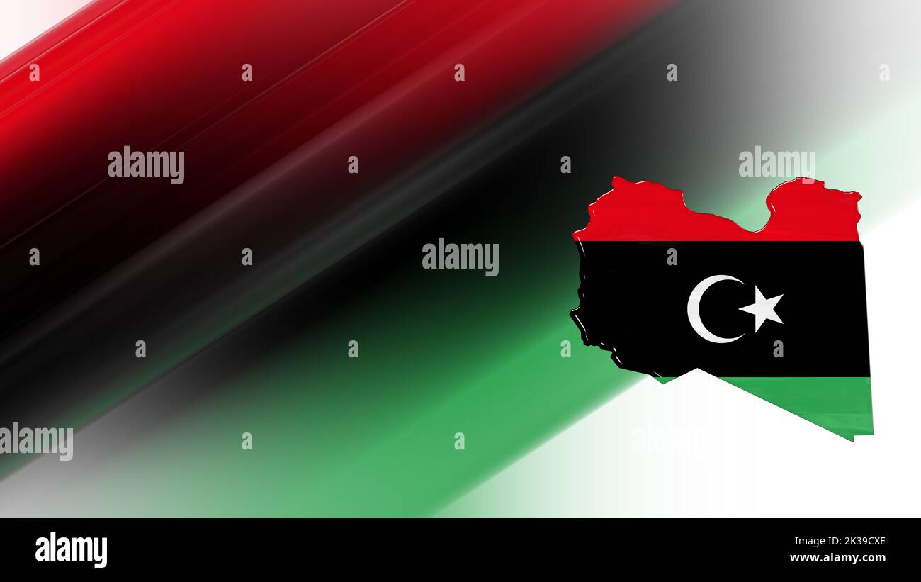 Map of Libya, flag map, National colors background Stock Photo - Alamy
