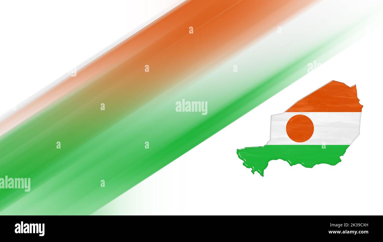 Map of Niger, flag map, National colors background Stock Photo - Alamy