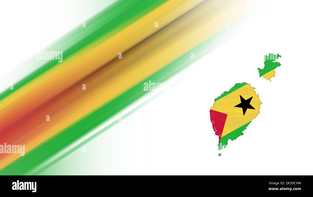 Map of Sao Tome and Principe, flag map, National colors background ...