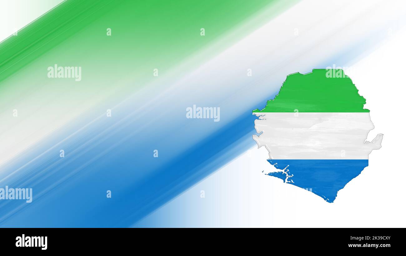 Map of Sierra Leone, flag map, National colors background Stock Photo ...