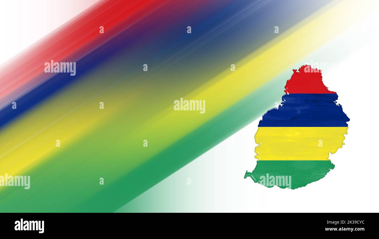 Map of Mauritius, flag map, National colors background Stock Photo - Alamy