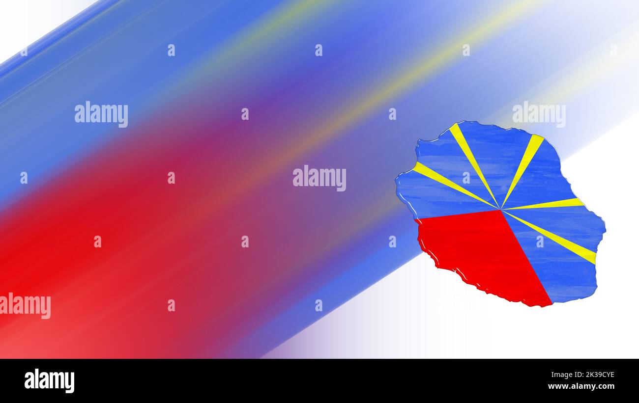 Map of Reunion, flag map, National colors background Stock Photo - Alamy