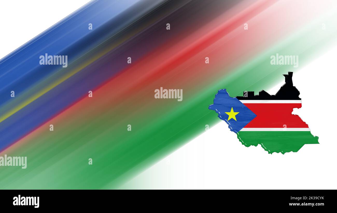 Map of South Sudan, flag map, National colors background Stock Photo ...